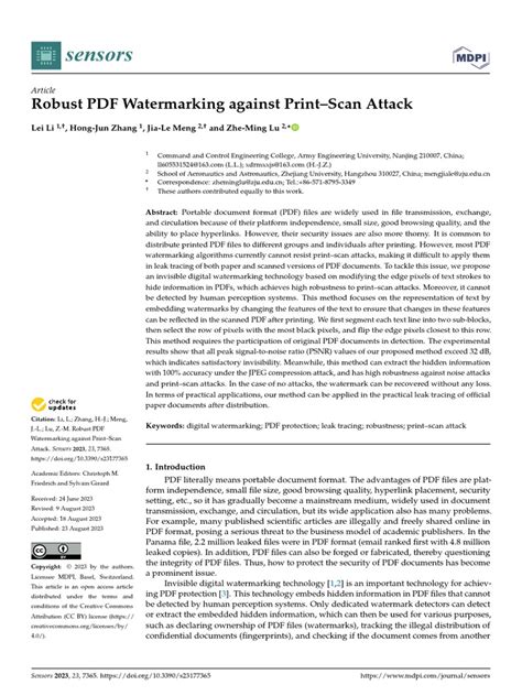Robust Watermarking Against Print Scan Attack Pdf Image