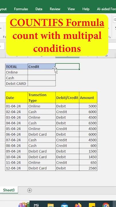 Countifs In Excel Countifs Function Excel Interview Questions
