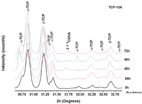 XRD Patterns Of TCP A Under In Situ Setting Condition Within Hours