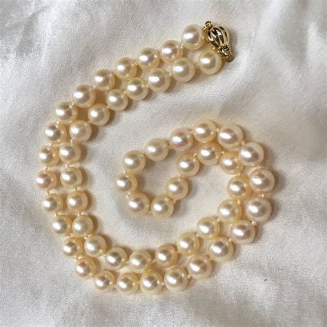 Akoya Pearl Necklace 9ct Gold Clasp Cultured Pearls Etsy Uk