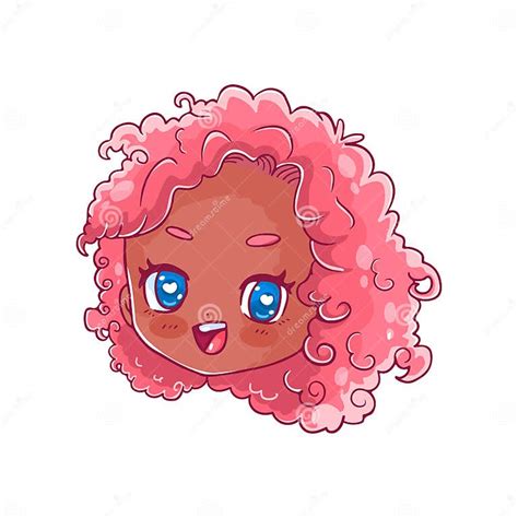 Vector Cartoon Face Chibi Girl Character Isolated Illustration Stock