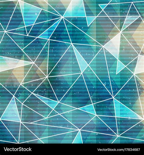 Geometric Triangle Pattern Blue And Grunge Vector Image