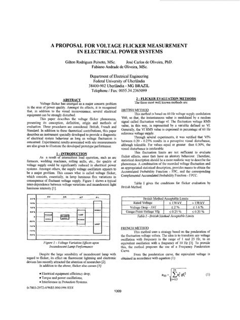 A Proposal For Voltage Flicker Measurement In Electrical Power S Pdf