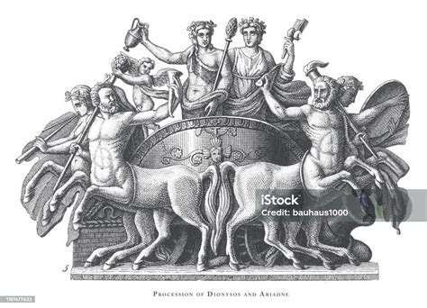 Ilustración De Procesión De Dionisía Y Ariadna Dioses Y Personajes