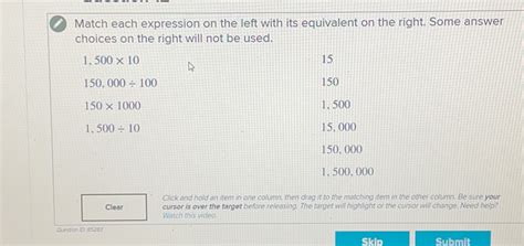 solved match each expression on the left with its equivalent on the