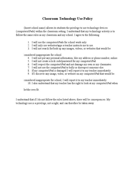 Classroom Technology Use Policy Pdf