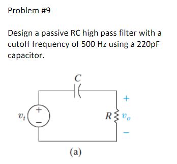 Solved Design A Passive RC High Pass Filter With A Cuto