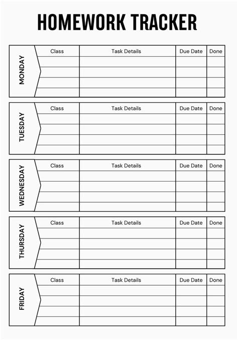 Homework Tracker Etsy Uk Homework Tracker Homework Planner Homework Organization