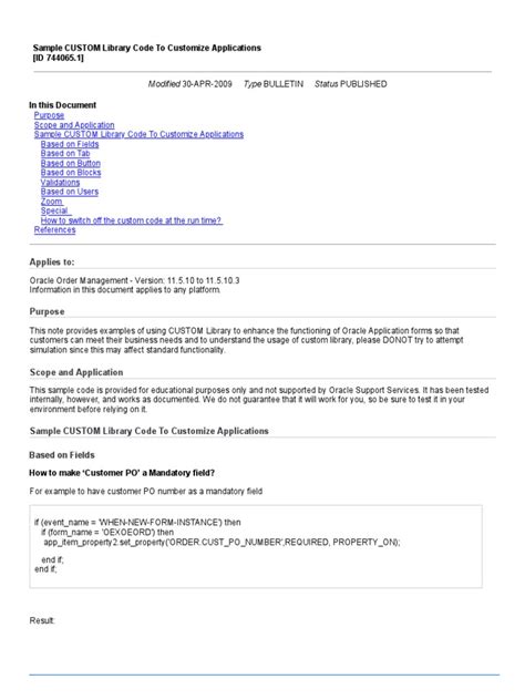 Sample Custom Library Code To Customize Applications Pdf