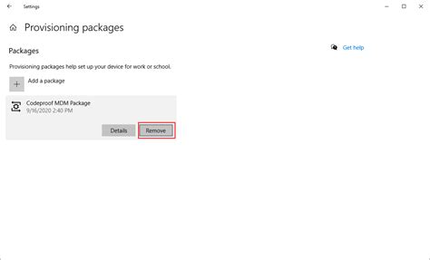 How To Remove Windows Mdm Provisioning Package Customer Support And Training Codeproof