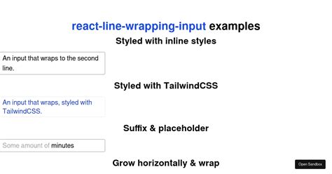 React Line Wrapping Input Examples Forked Codesandbox
