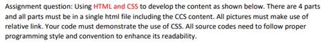 Solved Assignment Question Using Html And Css To Develop