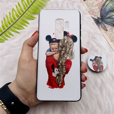 قاب گوشی Galaxy S9 Plus سامسونگ فانتزی برجسته طرح مادر و فرزند پاپ سوکت
