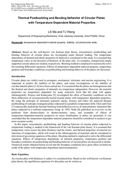 Thermal Postbuckling And Bending Behavior Of Circular Plates With