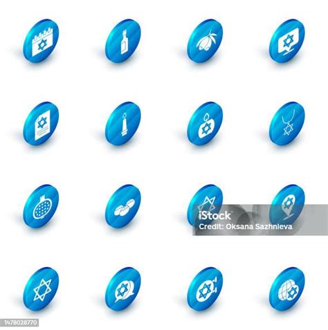 유대인 와인 병 올리브 가지 다윗의 별 토라 두루마리 석류 불타는 촛불 사슬과 아이콘에 목걸이를 설정합니다 벡터 3차원 형태에 대한 스톡 벡터 아트 및 기타 이미지 Istock