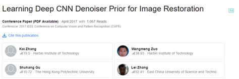 Ircnnlearning Deep Cnn Denoiser Prior For Image Restoration Kai Zhang