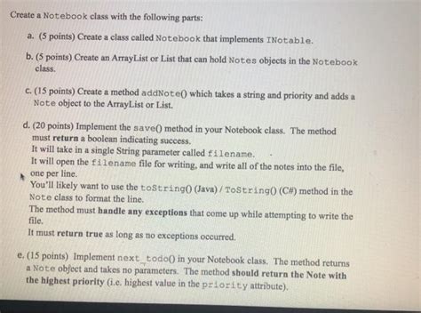 Solved Create A Notebook Class With The Following Parts A Chegg
