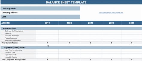 Balance Sheet Template Clockify