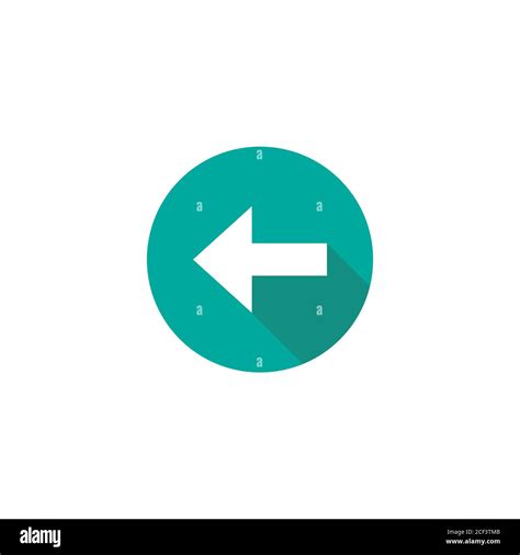 White Left Squared Arrow With Shadow In Turquoise Blue Circle Flat