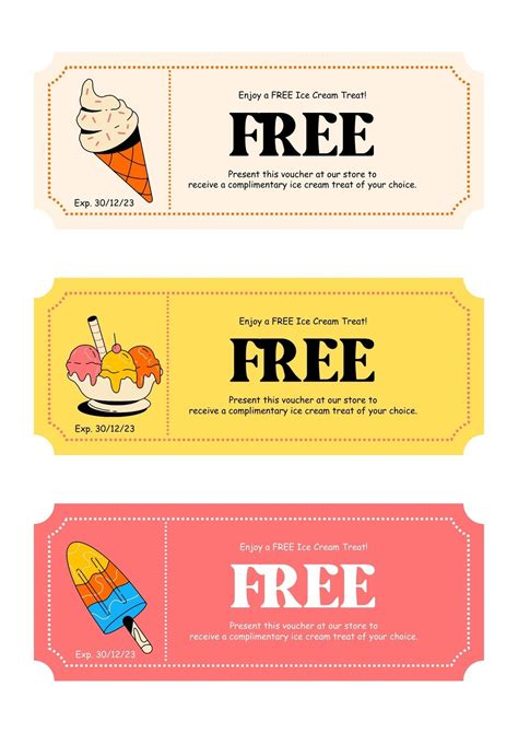 Ice Cream Tickets Printable Free Free Printable Template