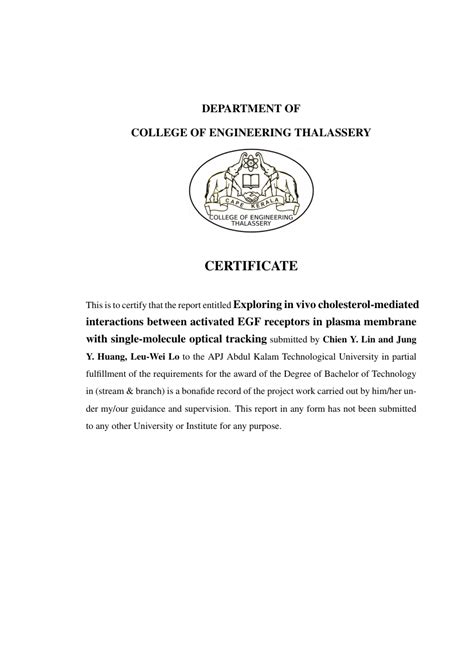 Apj Abdul Kalam Technological University Thesis Template Apj Abdul