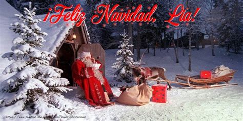 ¡feliz Navidad Lia Papá Noel And Regalo Felicitaciones De Navidad Para Lia
