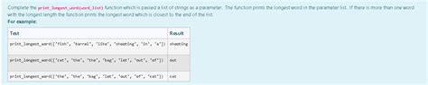Solved Complete The Print Longest Word Word List Function Chegg
