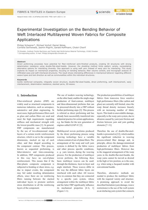 Pdf Experimental Investigation On The Bending Behavior Of Weft Interlaced Multilayered Woven