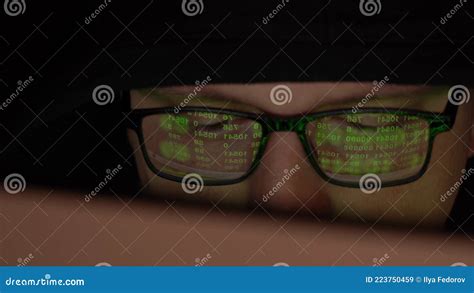 Close Up Hacker Or Spy Hacking The Network Stock Image Image Of