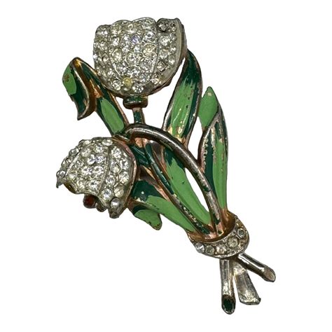 Vintage Pot Metal Enamel Tulip Brooch Vintage Jewerly Collect