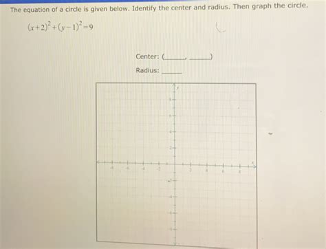 solved the equation of a circle is given below identify the center