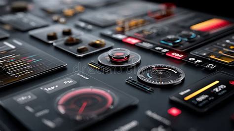 Analyzing Data On Interactive Digital Interfaces Stock Illustration