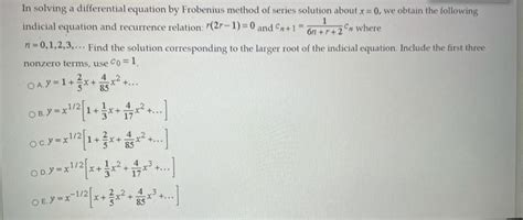 solved in solving a differential equation by frobenius