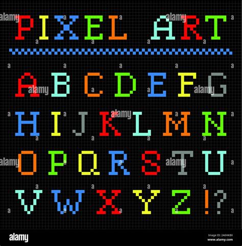 Pixel Art Color Font Vector Set Of Letters Stock Vector Image And Art