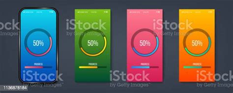 투명 한 배경에 고립 된 모바일 앱 진행률 표시 줄 로드의 창조적 인 벡터 일러스트 아트 디자인 프리로더 템플릿입니다 추상 개념