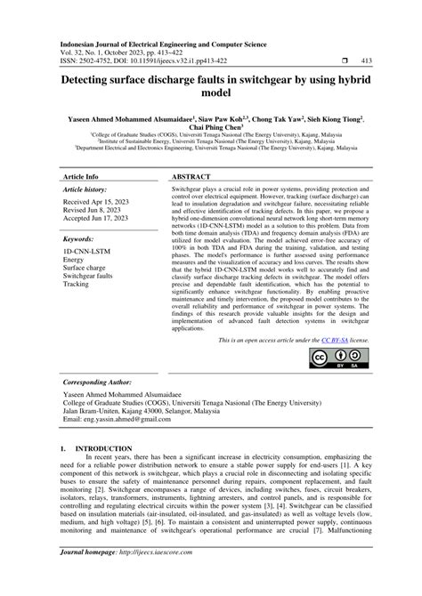 Pdf Detecting Surface Discharge Faults In Switchgear By Using Hybrid