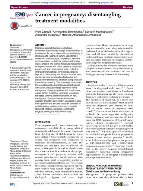 Pdf Cancer In Pregnancy Disentangling Treatment Modalities Table 1