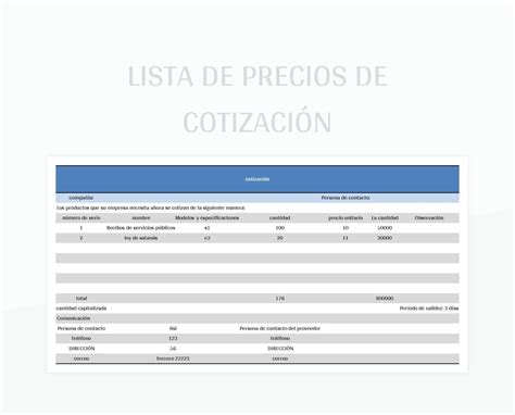 Plantilla De Lista De Precios En Excel Gratis