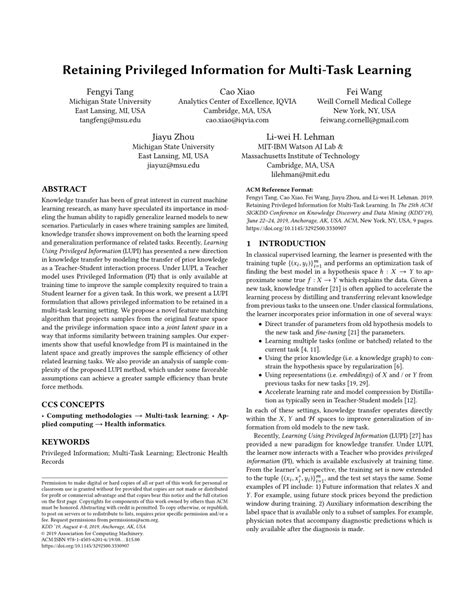 Pdf Retaining Privileged Information For Multi Task Learning