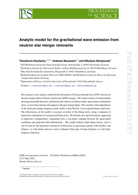 Pdf Analytic Model For The Gravitational Wave Emission From Neutron