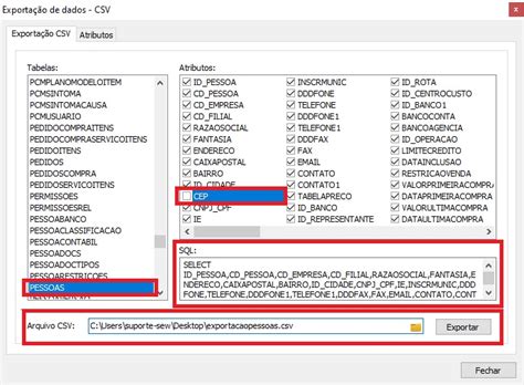 Exportação de Dados CSV Base de conhecimento GESCOR