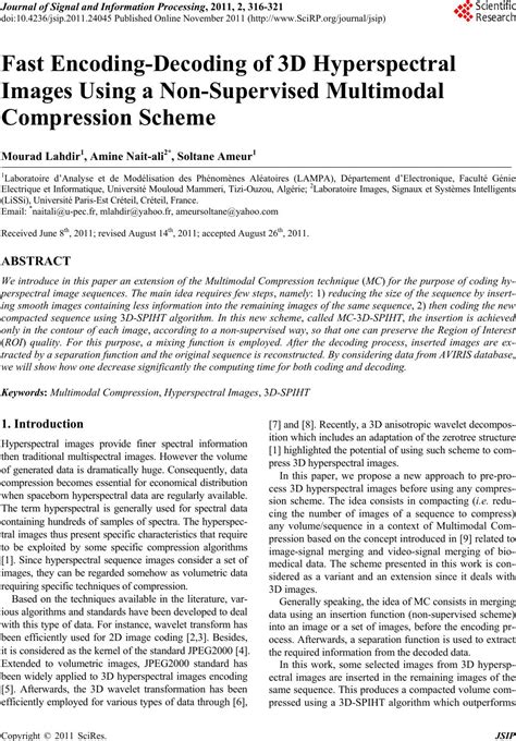 fast encoding decoding of 3d hyperspectral images using a non