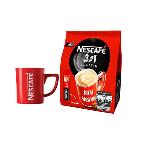 Комплект NESCAFE 3in1 Classic, плик, 20 бр х 16.5 g + чаша NESCAFE ...