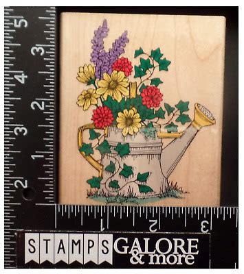 Hero Arts Rubber Stamps H910 Watering Can Bouquet Garden Flowers 2484