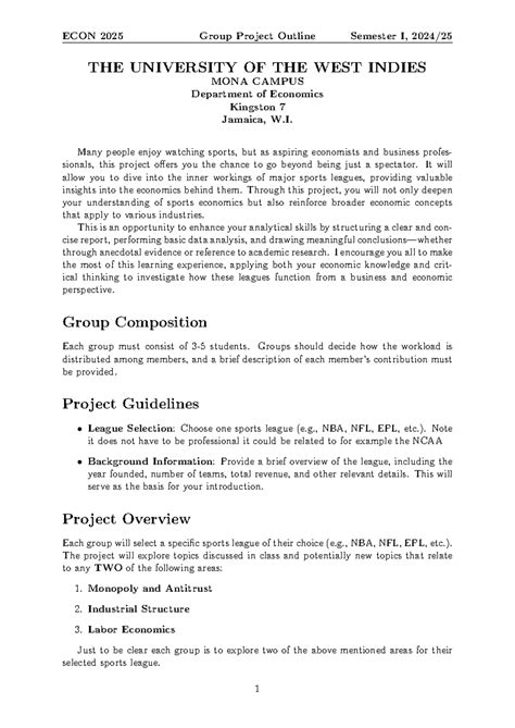 Econ2025 Group Assignment Draft Econ 2025 Group Project Outline