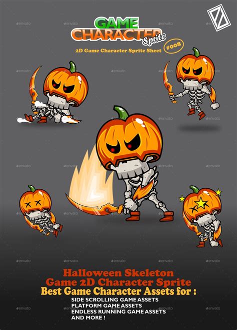 Halloween Skeleton Game 2d Character Sprite