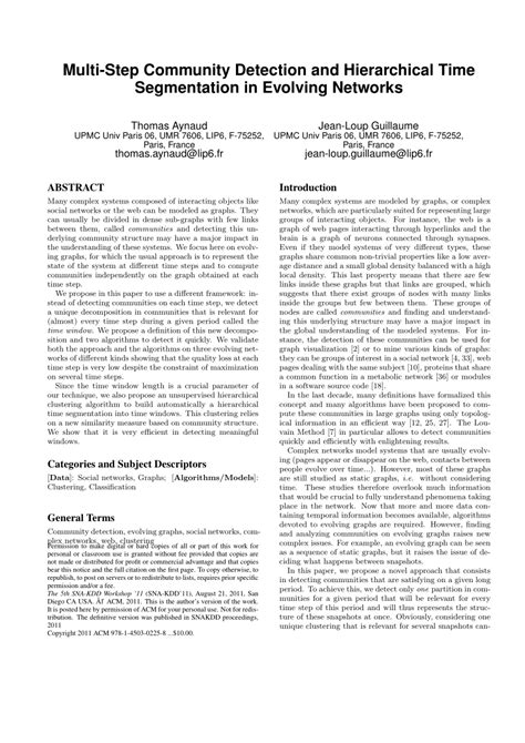 Pdf Multi Step Community Detection And Hierarchical Time Segmentation