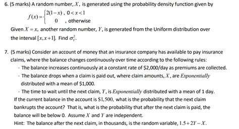 Solved 6 5 Marks A Random Number X Is Generated Using Chegg Com