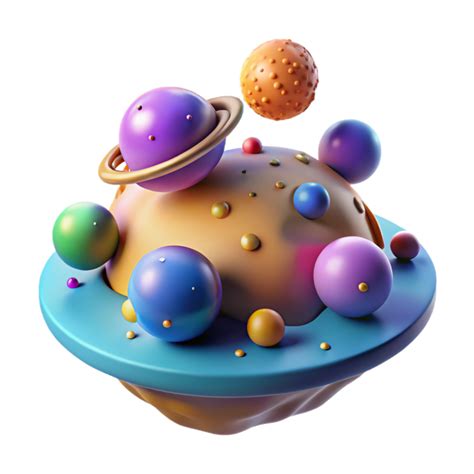 Vibrant Rustic Colorful 3d Abstract Planetary System High Resolution 56764776 Png