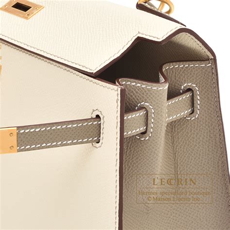 Hermes Personal Kelly Bag 25 Sellier Craie Gris Asphalt Epsom Leather